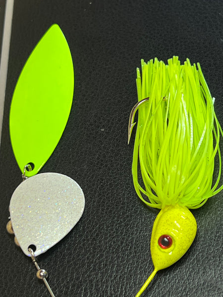 Spinnerbait - Shad Head - PAINTED Blades - Chartreuse – 911CustomLures.com