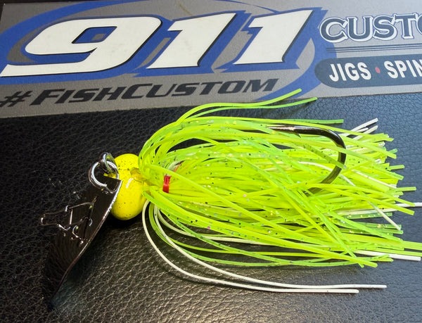 Bladed Jig - Football Jig - Chartreuse/White – 911CustomLures.com